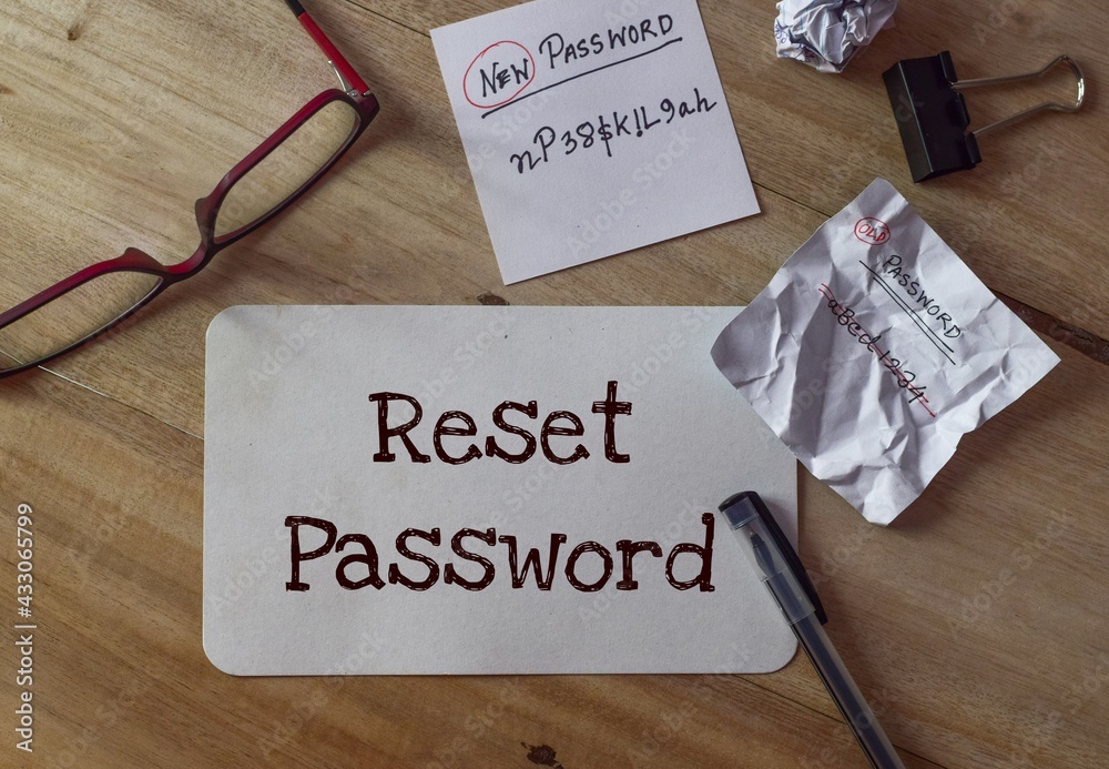 Reset Password Text Written On White Paper Laid On Office Desk With A