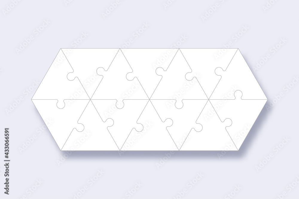 Puzzles grid template with pieces in triangle shape. Jigsaw puzzle with ...