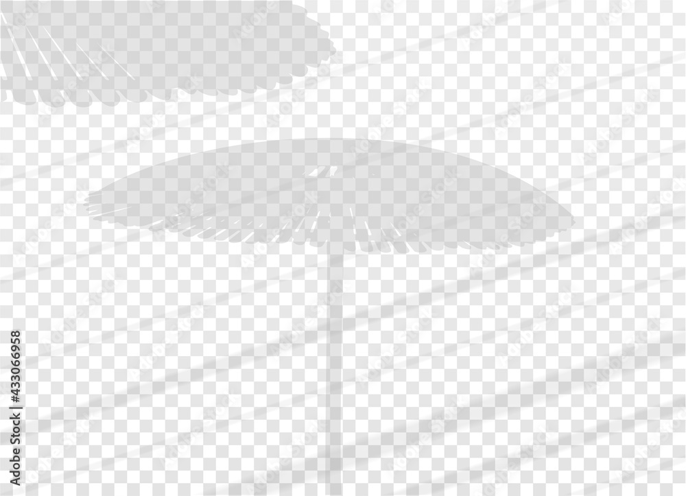 Beach umbrellas and stripes shadows. Vector realistic overlay soft ...