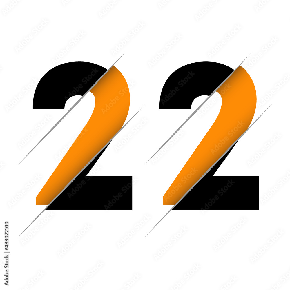 22 2 2 Number Logo Design with a Creative Cut and Black Circle ...