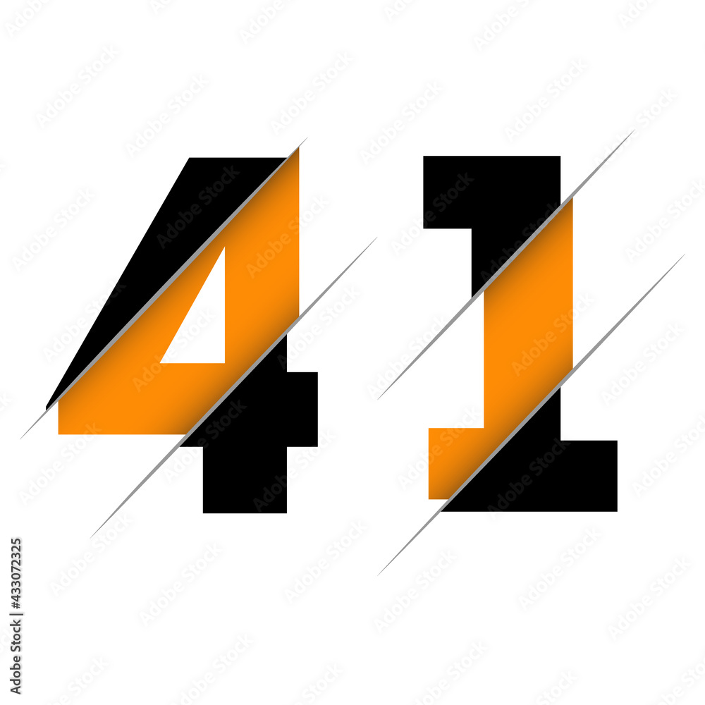 41 4 1 Number Logo Design with a Creative Cut and Black Circle ...