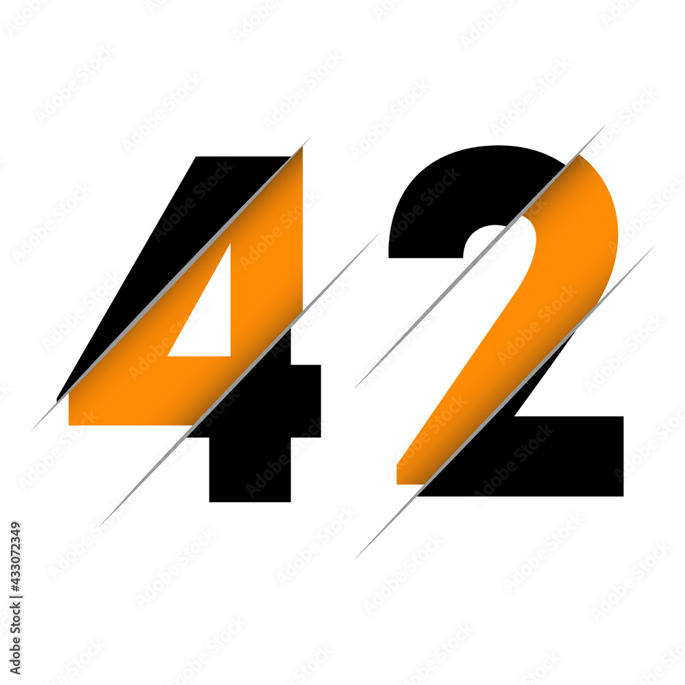 42 4 2 Number Logo Design with a Creative Cut and Black Circle ...