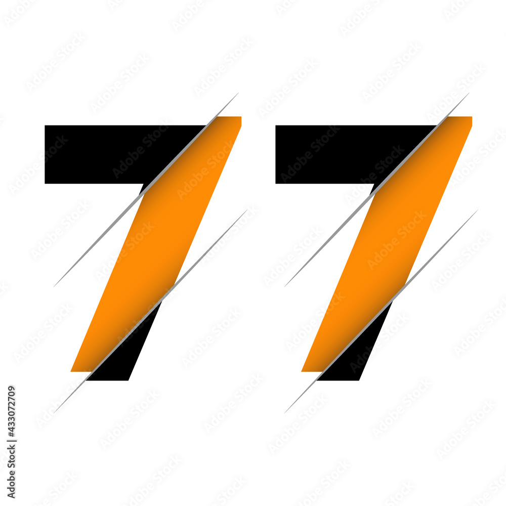 77 7 Number Logo Design with a Creative Cut and Black Circle Background ...