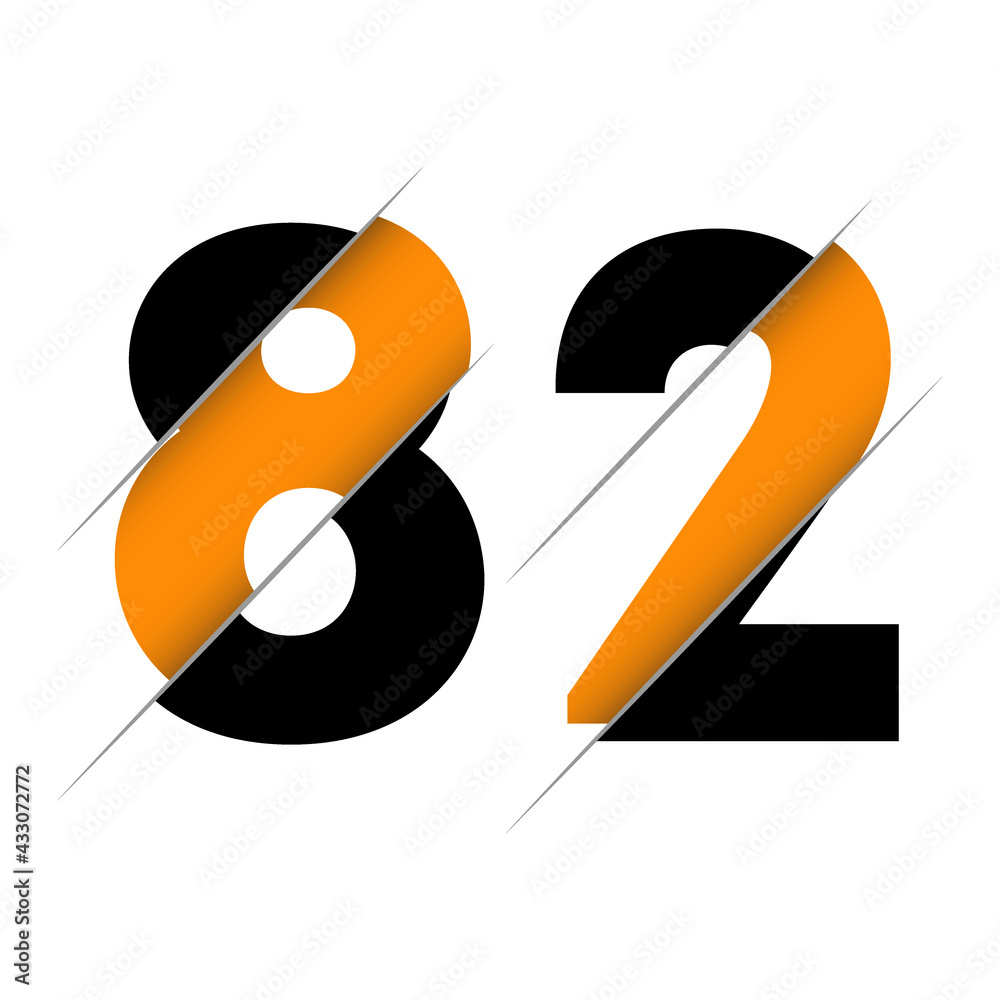 82 8 2 Number Logo Design with a Creative Cut and Black Circle ...