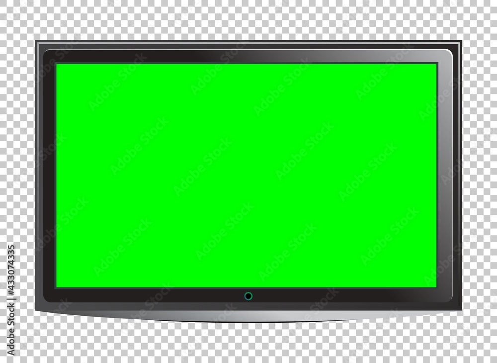Realistic TV LCD screen mockup. Panel with green screen isolated on ...