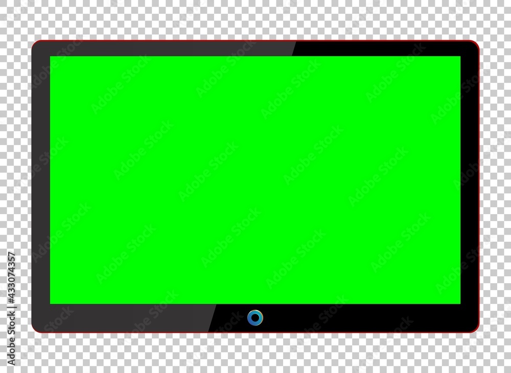 Realistic TV LCD screen mockup. Panel with green screen isolated on ...