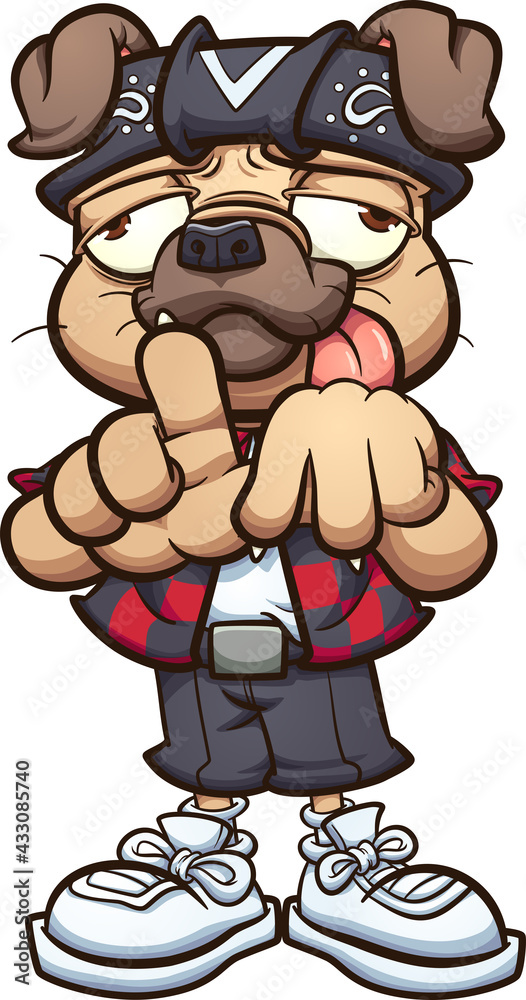 Fototapeta Cholo pug character making the Los Angeles hand sign. Vector ...