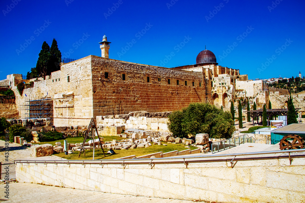 The al-Aqsa Mosque along the southern wall of al-Haram al-Sharif. Al ...