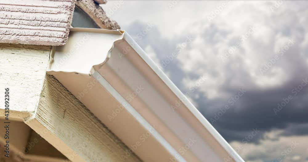 4K Newly Installed Rain Gutter and Drain Downspout with Time-lapse ...