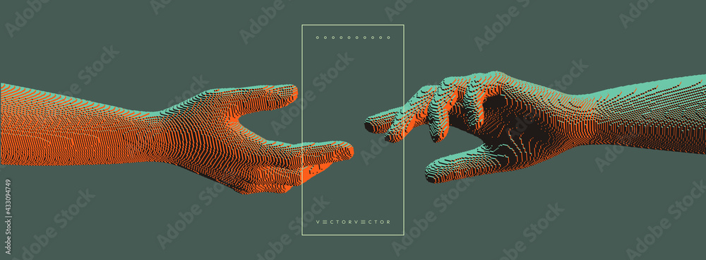 Hands reaching towards each other. Concept of human relation ...