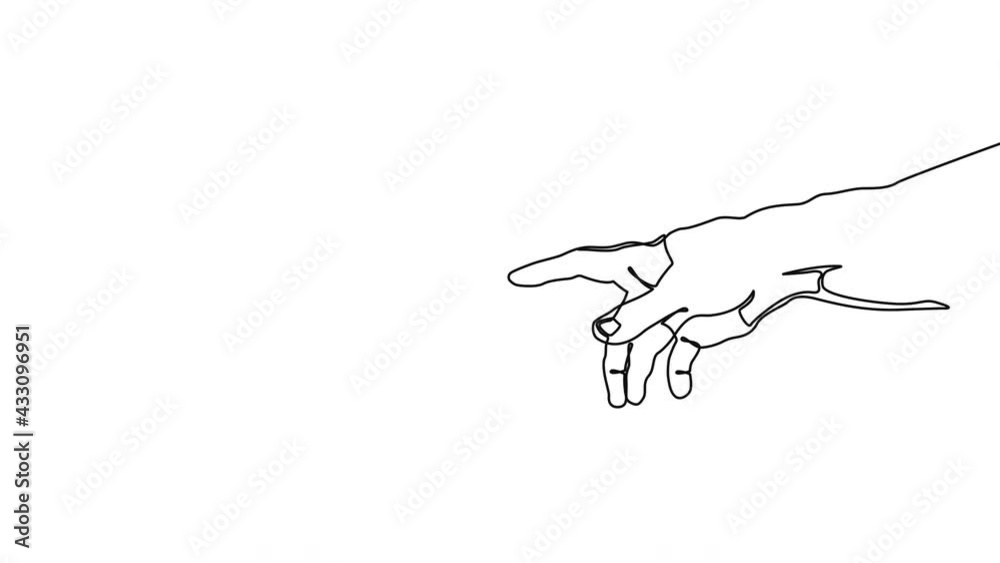 Continuous one line drawing of hands going to touch together. One line ...