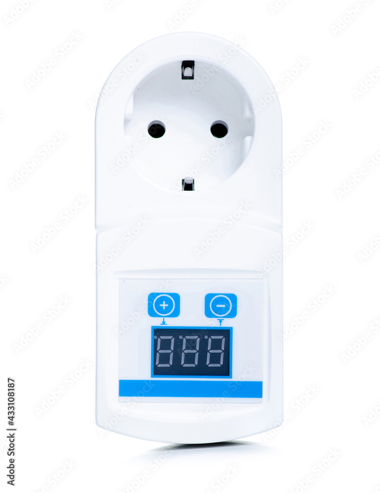 Timer in the socket to turn off electrical appliances on white ...
