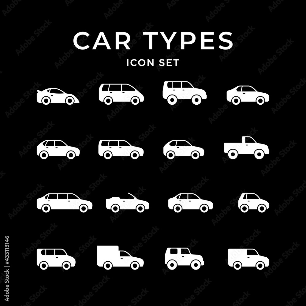 Set glyph icons of car types Stock Vector | Adobe Stock
