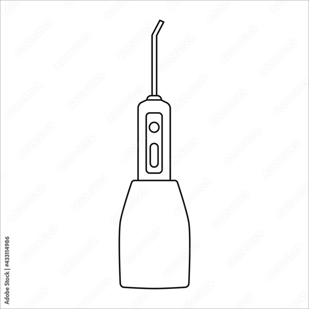 Portable oral irrigator vector outline icon. Water flosser symbol ...
