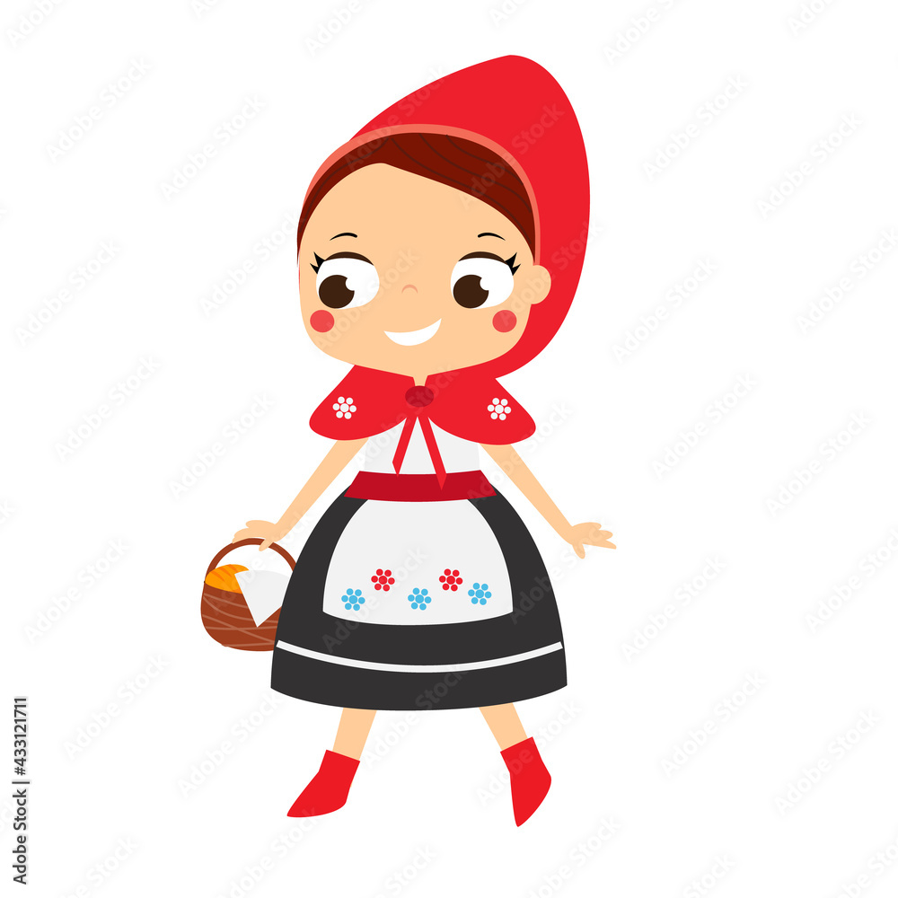 Cute Red riding Hood. Cartoon fairy tale character Stock Vector | Adobe ...