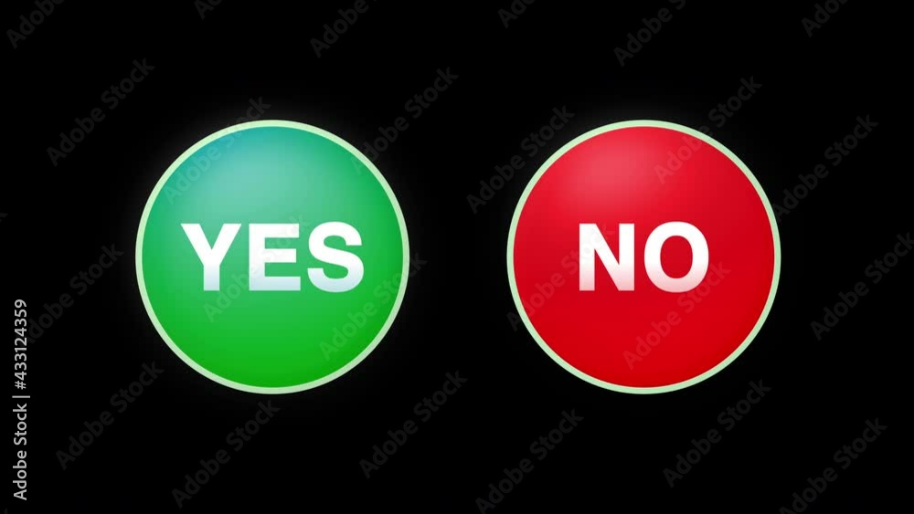 Choosing Yes and No Button Click Animation on Black Background and ...