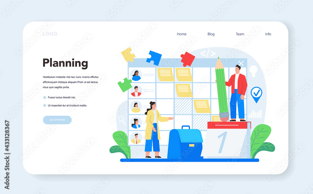 Project management web banner or landing page. Successful strategy ...