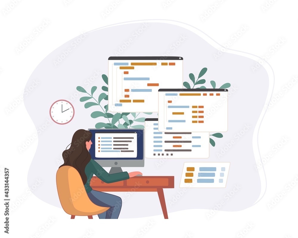 Programmer working on web development code. Engineer programming in ...