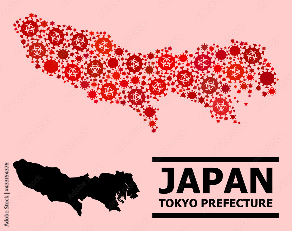 Vector covid composition map of Tokyo Prefecture created for doctor ...