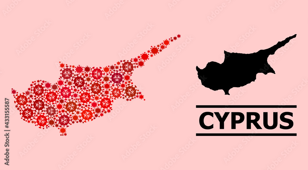 Vector covid-2019 mosaic map of Cyprus Island created for doctor ...