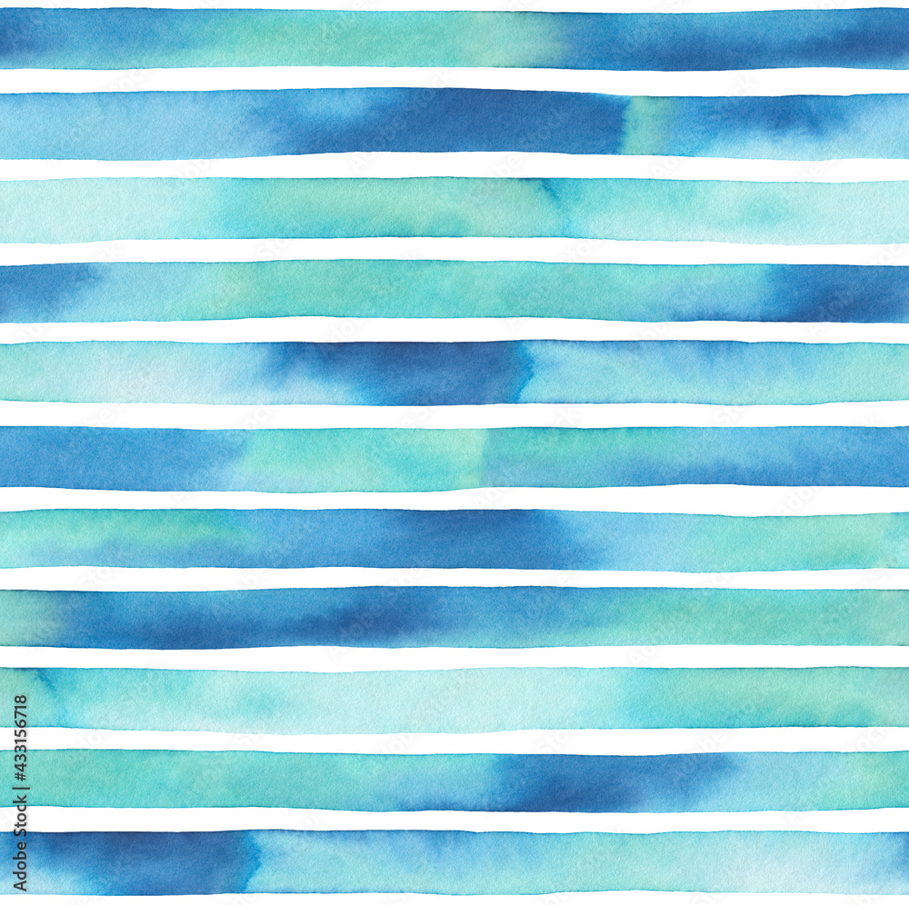 Seamless repeatable pattern of blue watercolor stripes with various ...