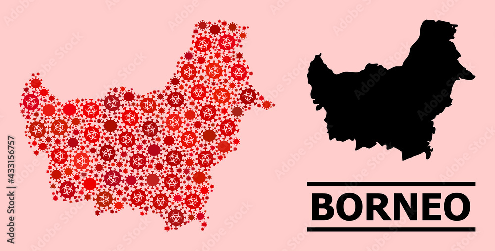 Vector covid-2019 mosaic map of Borneo Island created for pharmacy ...