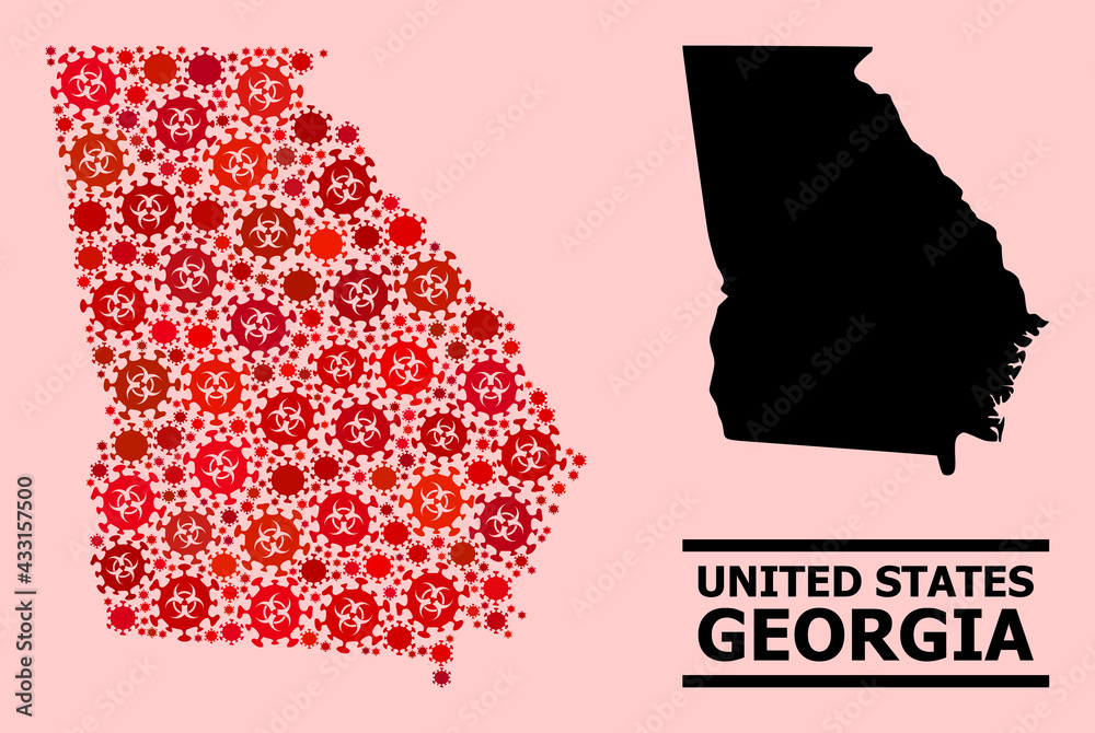 Vector covid mosaic map of Georgia State combined for pharmacy ...