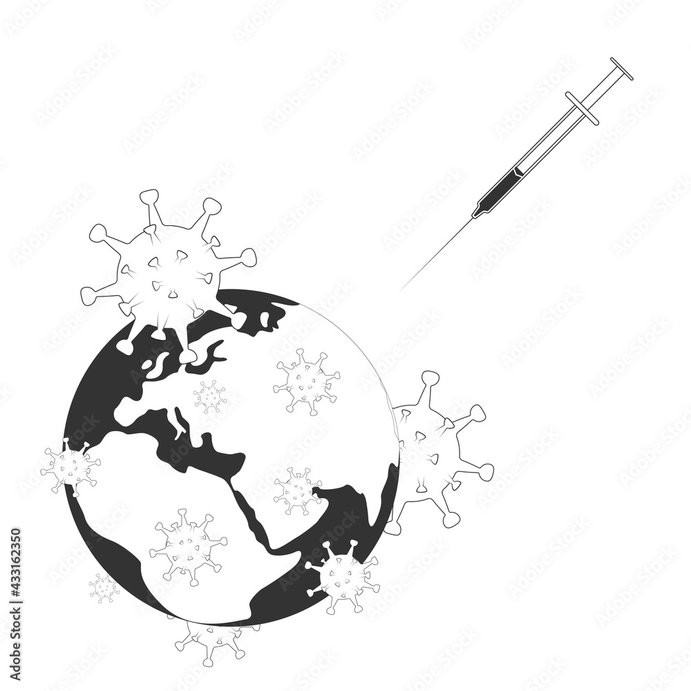 Introduction of the coronavirus vaccine worldwide. An injection in a ...