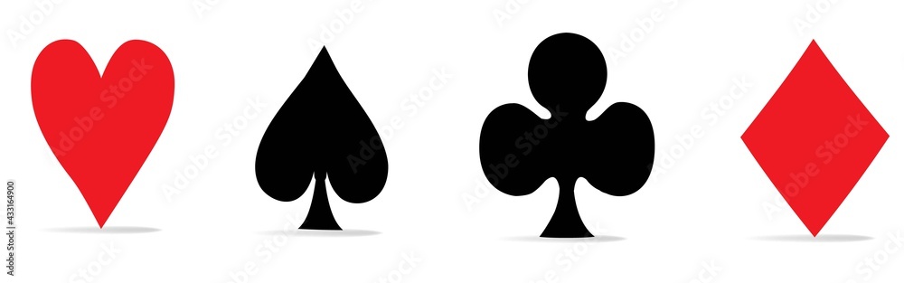 Playing card suits vector set. Spades Hearts Diamonds and Clubs icons ...