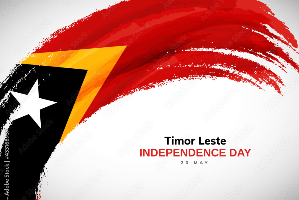Happy independence day of Timor Leste with watercolor brush stroke flag ...