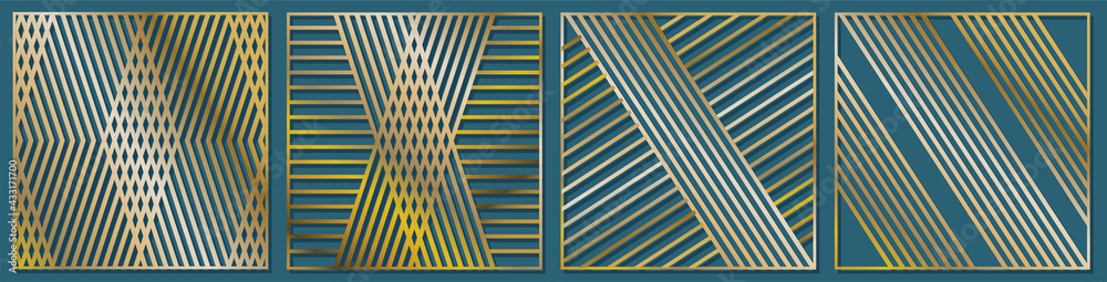 Abstract Geometry lines pattern for laser cutting. Universal greeting ...