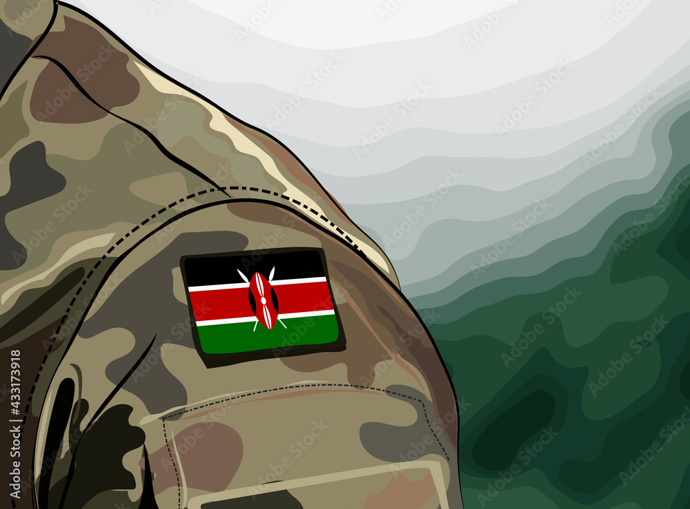 Flag of Kenya on soldier arm. Kenya Defence Forces Stock Illustration ...