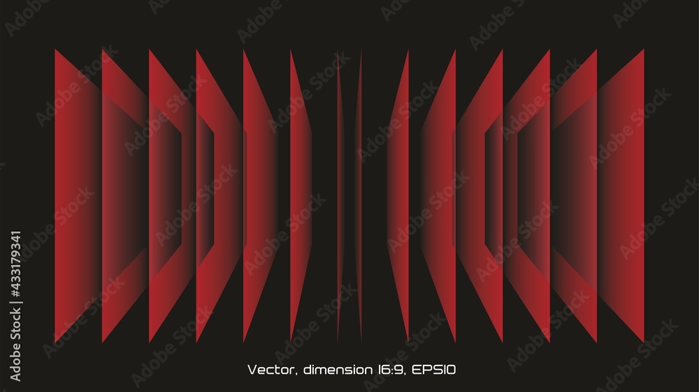 Abstract background with perspective shapes in red and black. Dimension ...