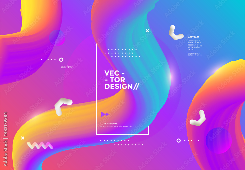 Colorful 3d flow shapes. Liquid wave gradient background. Vector ...