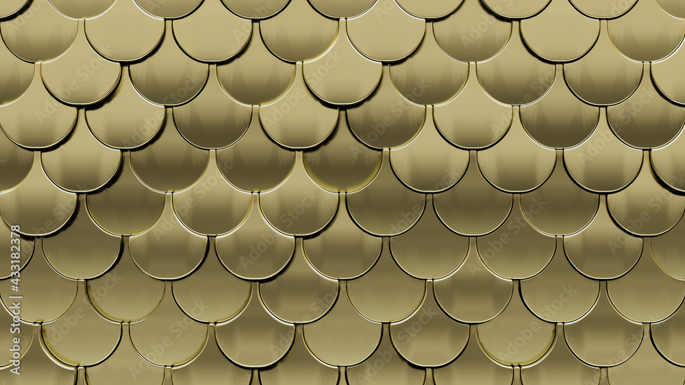 Polished, Gold Wall background with tiles. Fish Scale, tile Wallpaper ...