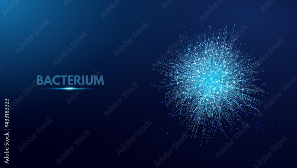 Bacterium. Vector abstract microscopic medical illustration of blue ...