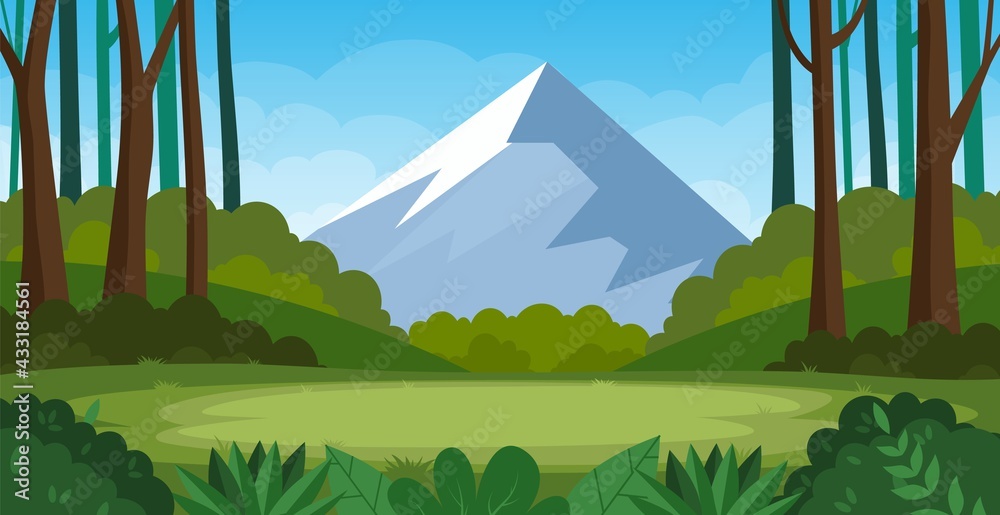 Cartoon forest background, Stock Vector | Adobe Stock