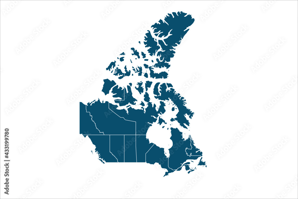 Canada Map blue Color on White Backgound Stock Vector | Adobe Stock