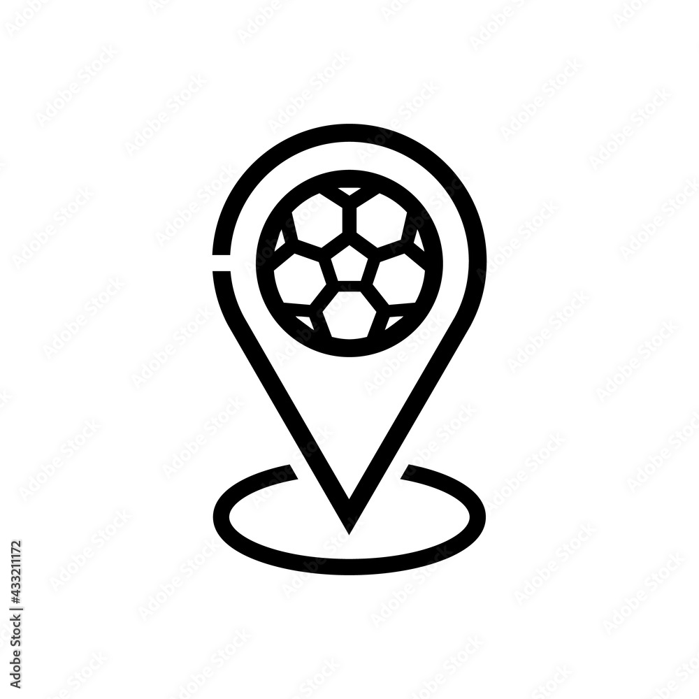 Football or Soccer Location Pin icon in Outline Style.The pin with the ...