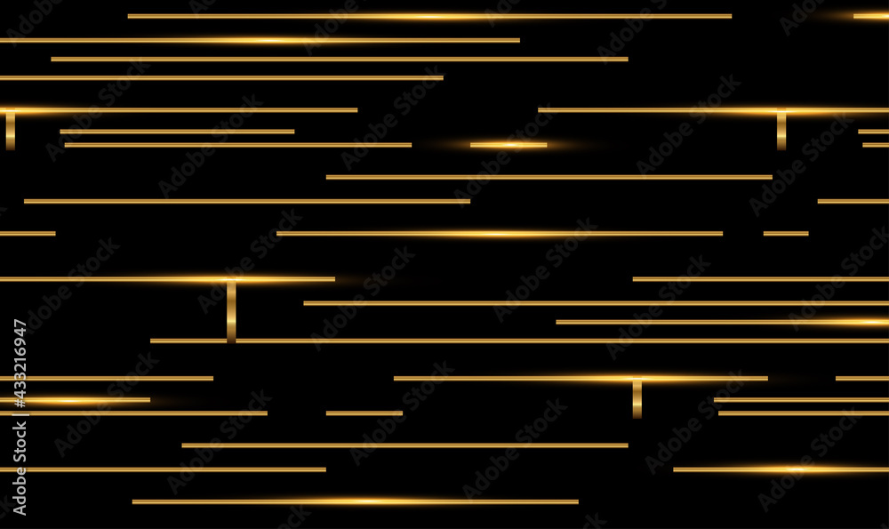 Abstract geometric gold horizontal lines pattern on black background ...