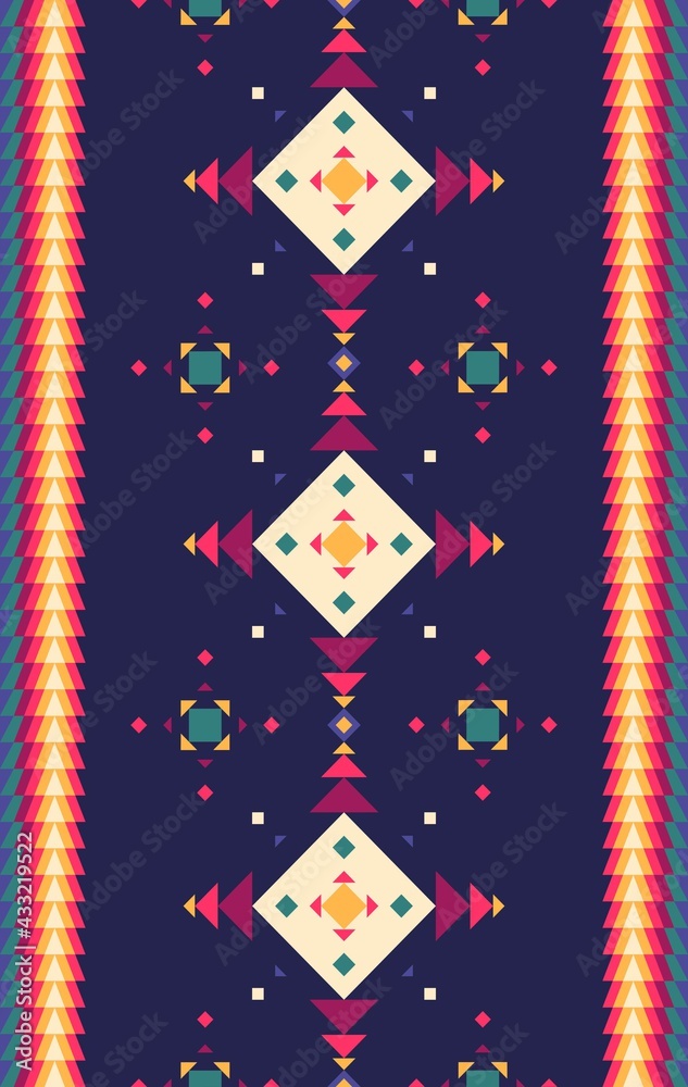 Geometric ornament of rhombuses and triangles in the native American ...