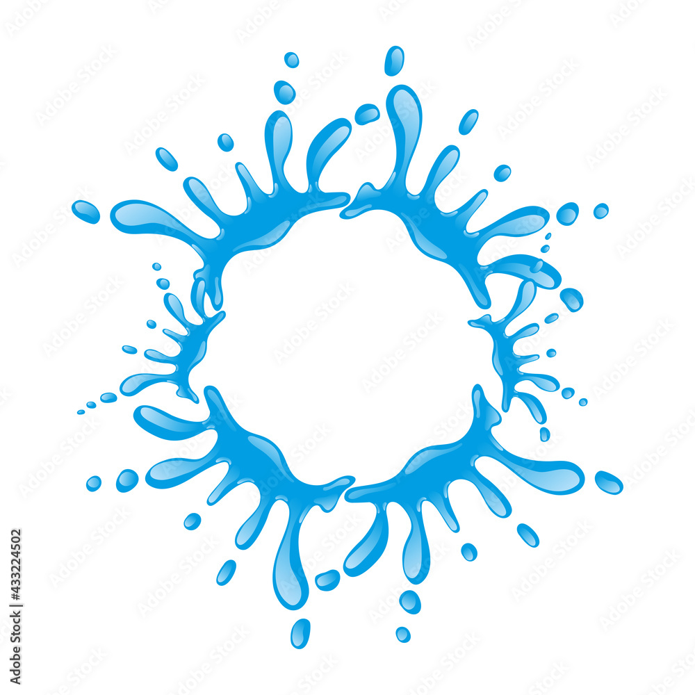 Round frame made of water splash and drops on white background. Stock ...