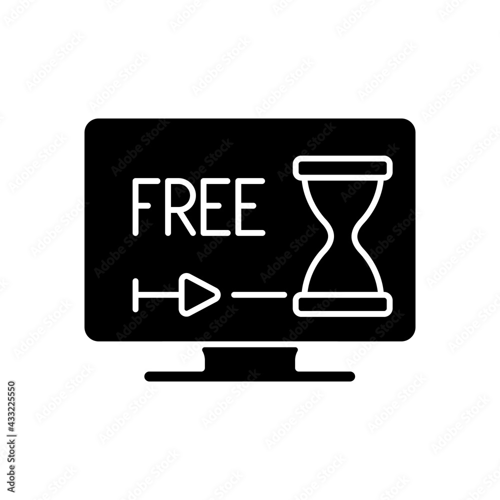 Free trial option black glyph icon. Free one month service. Limited ...