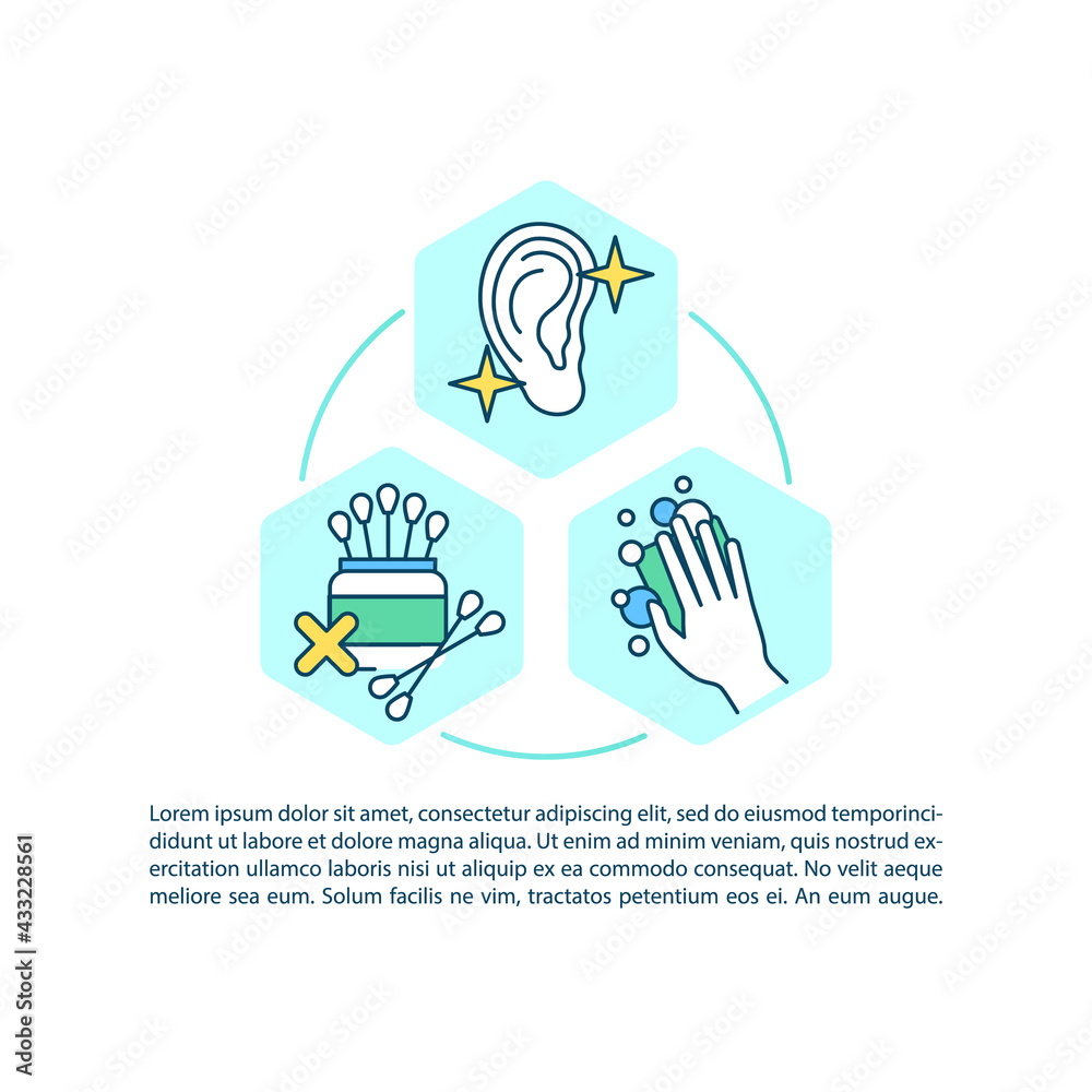 Ear cleaning and irrigation concept line icons with text. PPT page ...