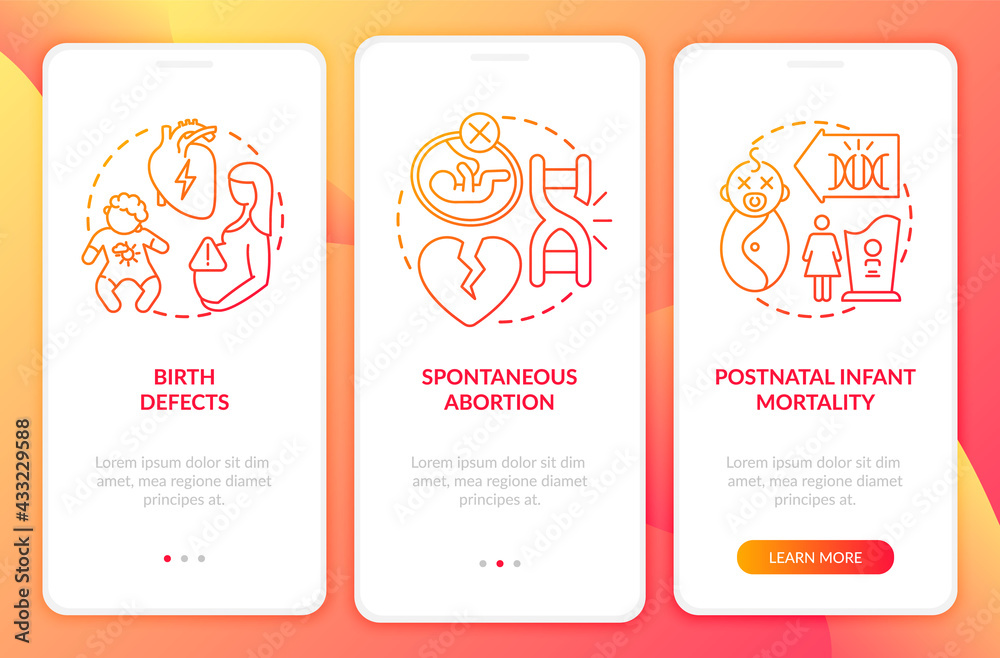 Genetic Defects Results Red Onboarding Mobile App Page Screen With Concepts Hereditary Disease