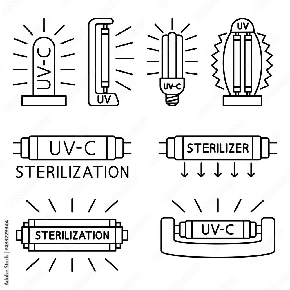 Vetor de Ultraviolet, disinfection lamp. Information signs for ...