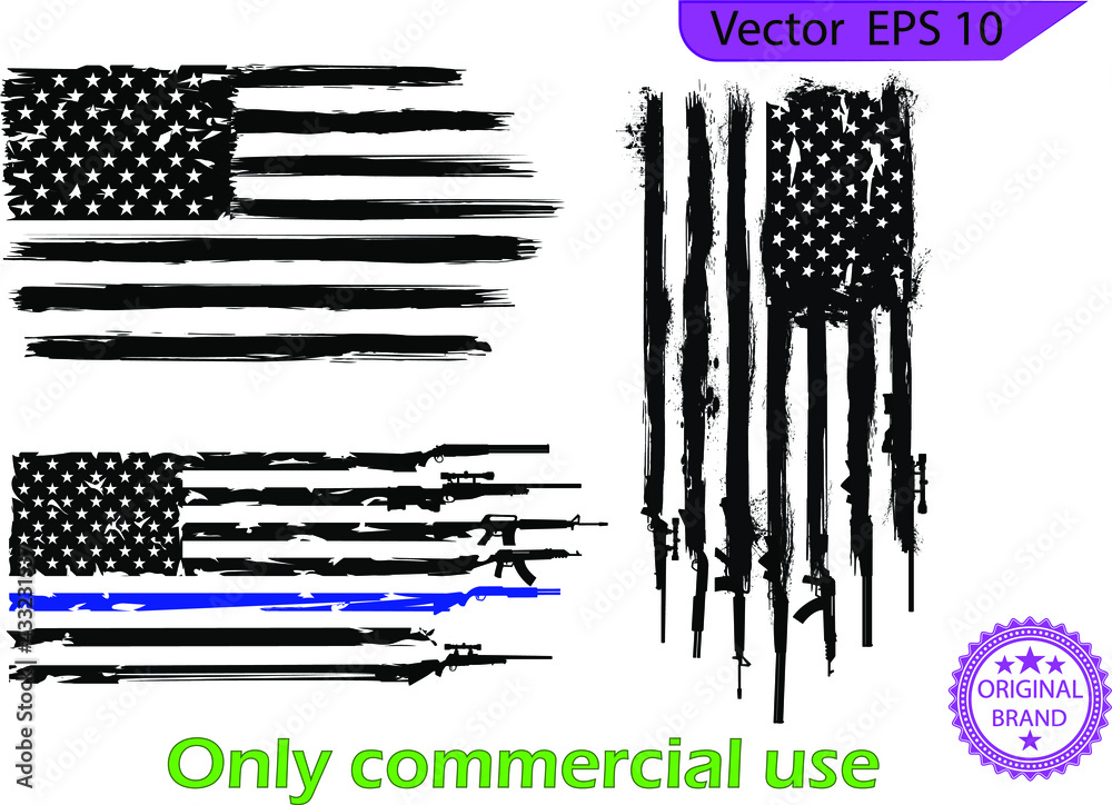 Distressed United States of America USA Flag Grunge Guns. American Flag ...