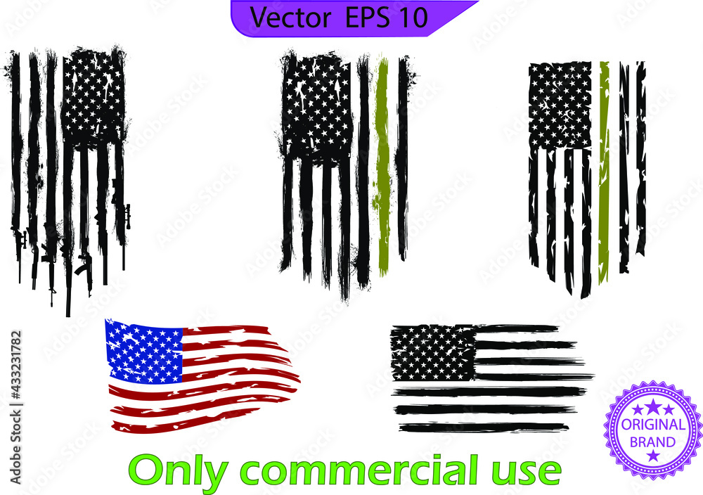 Distressed United States of America USA Flag Grunge Guns. American Flag ...