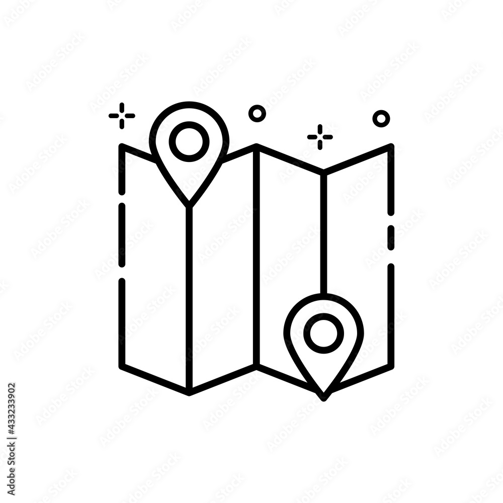 Map And Destination Vector Outline icon. EPS 10 file Stock Vector ...