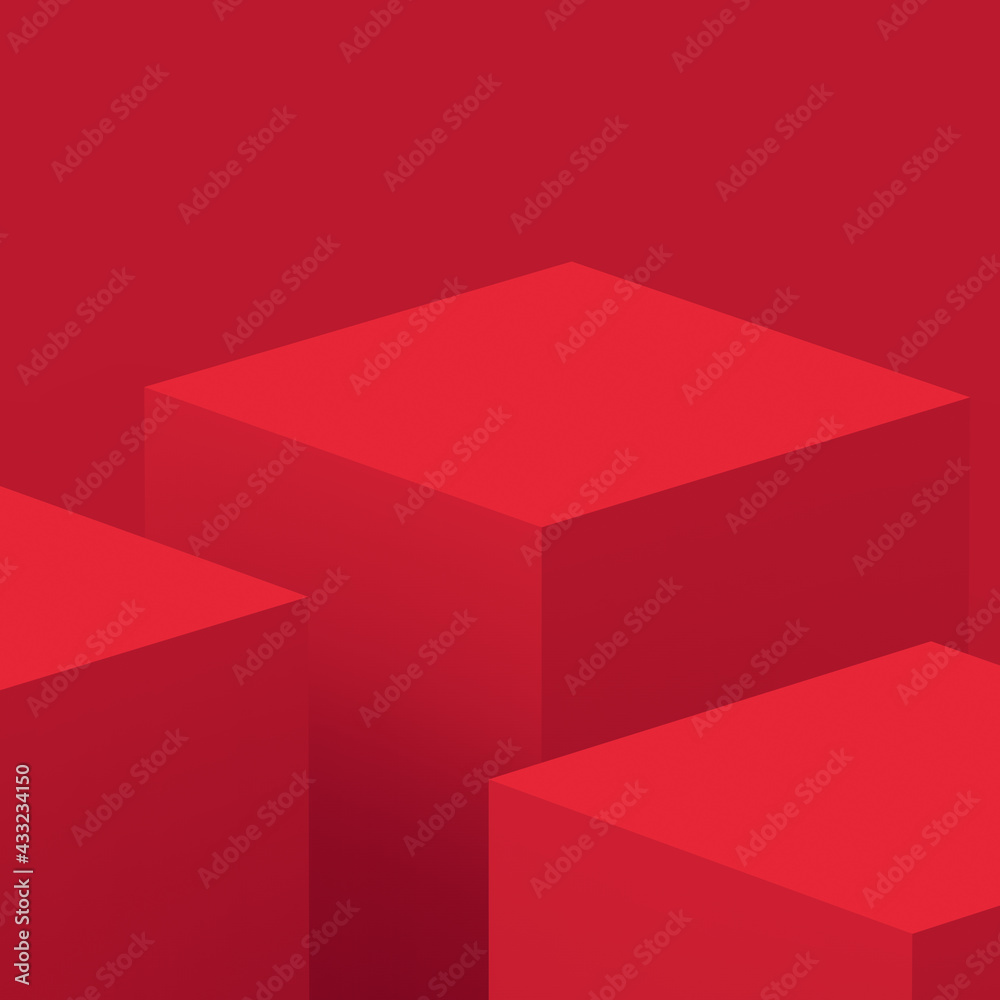 3d red cube and box podium minimal scene studio background. Abstract 3d ...